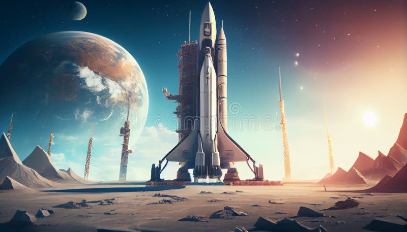 Space Shuttle Launch in the Open Space Over the Earth. Sky and Clouds ...