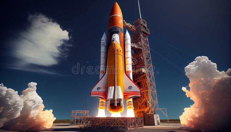 Space Shuttle Launch in the Open Space Over the Earth. Sky and Clouds ...