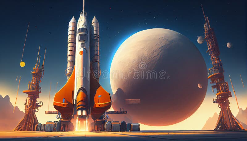 Space Shuttle Launch in the Open Space Over the Earth. Sky and Clouds ...