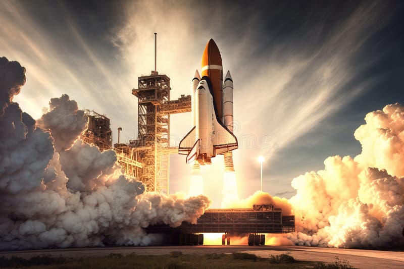 Space Shuttle on Launch Pad Taking Off. Generative AI Stock ...