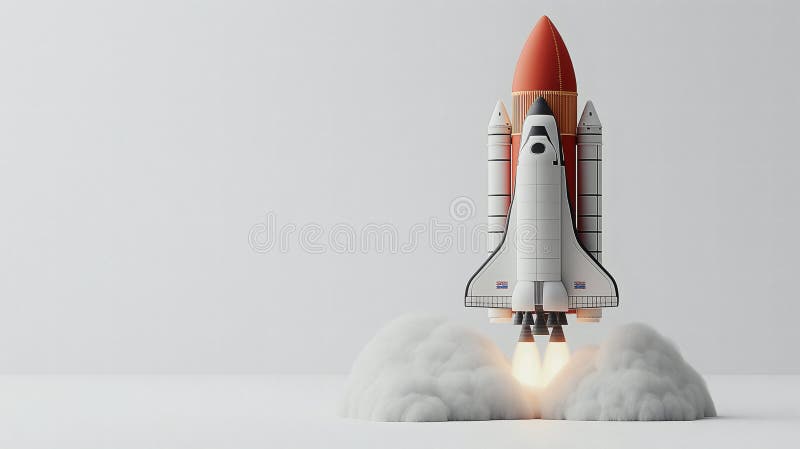 Space Shuttle Launch with Smoke and Fire Stock Illustration ...