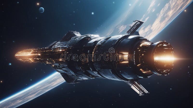 Space Shuttle Launch Spaceship in Deep Space, Spacecraft Flying through ...