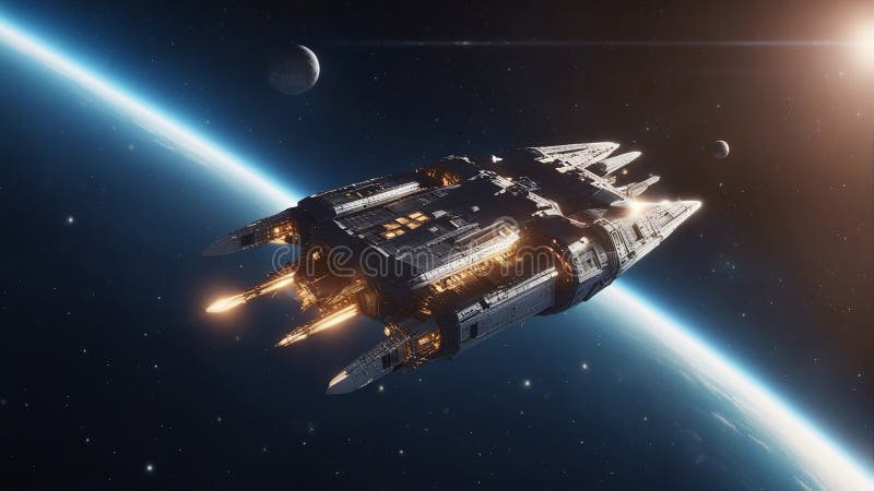 Space Shuttle Launch Spaceship in Deep Space, Spacecraft Flying through ... Space Shuttle Launch Spaceship in Deep Space, Spacecraft Flying through ...