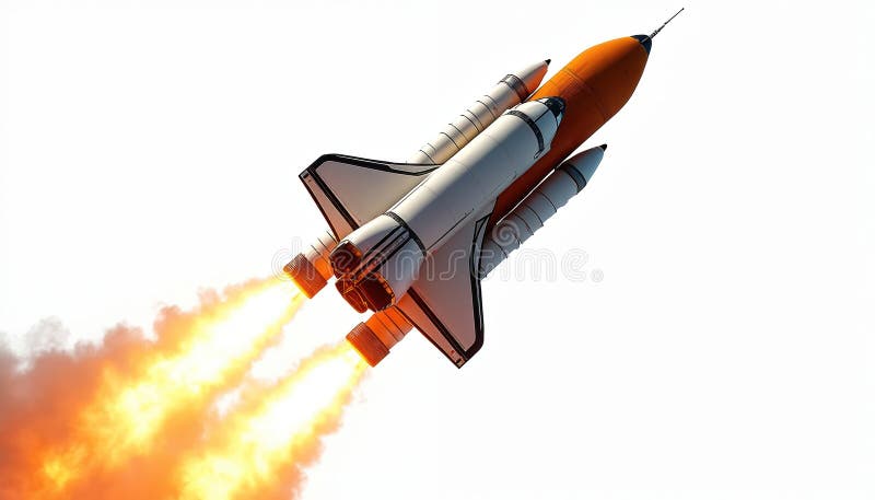 Spaceship Takes Off into the Starry Sky. Launch of Space Stock Image ...
