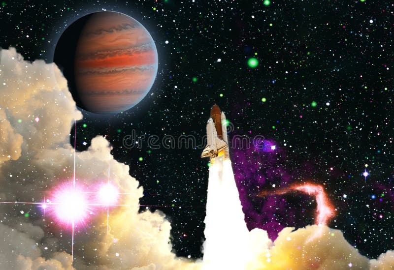 Space Shuttle Launch Star Background. Spaceship Sci-fi Element Stock ...