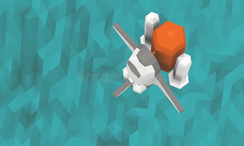 Space Shuttle Launch Top View See Ocean in Background Low-poly Stock ...