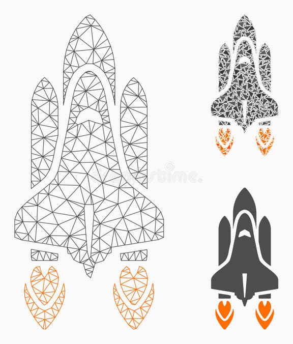 Space Shuttle Launch Vector Mesh 2D Model and Triangle Mosaic Icon ...