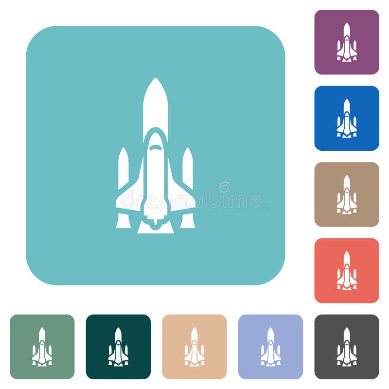 Space Shuttle with Launchers Round Flat Multi Colored Icons Stock Vector - Illustration of ...