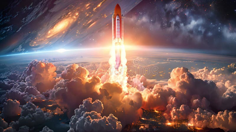 Space Shuttle Launching into the Sky Stock Video - Video of astronomy ...