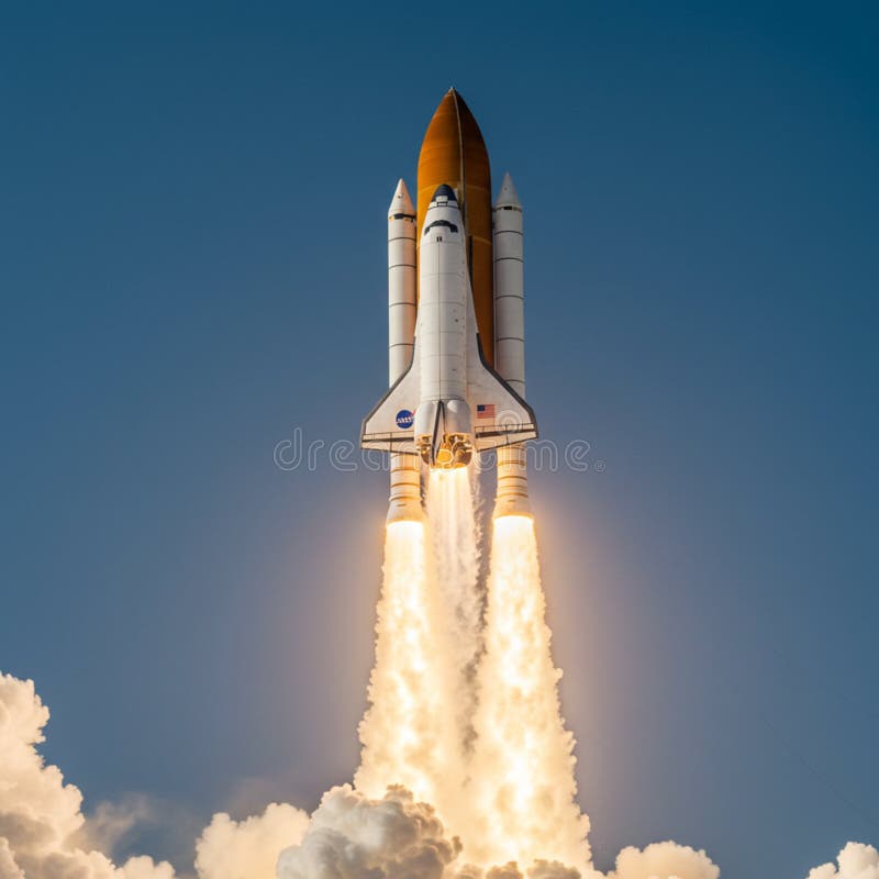 Space Shuttle Launching with a Blue Sky Backdrop. the Shuttle Has ...