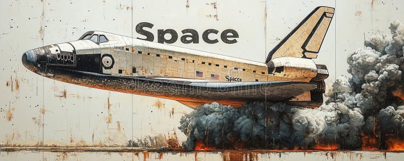 Space Shuttle Launching through Clouds of Smoke and Fire Stock Image ...
