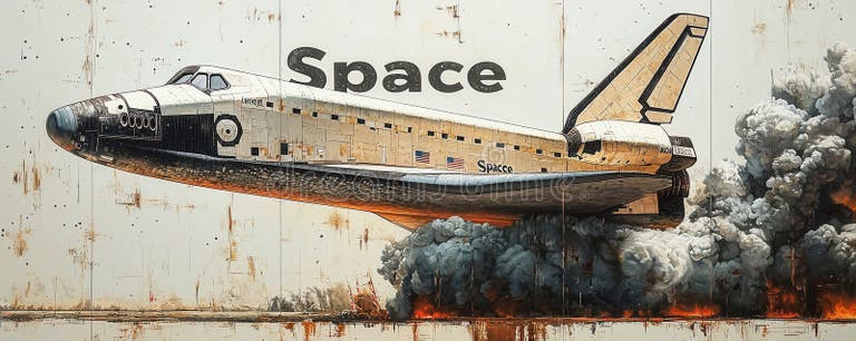 Space Shuttle Launching through Clouds of Smoke and Fire Stock Image ...