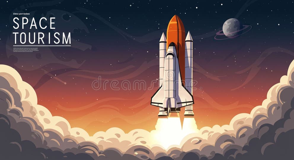 A Space Shuttle Launching through Fluffy Clouds into a Starry Sky ...