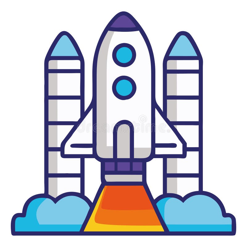 Space Shuttle Launching Icon Stock Illustration - Illustration of space ...