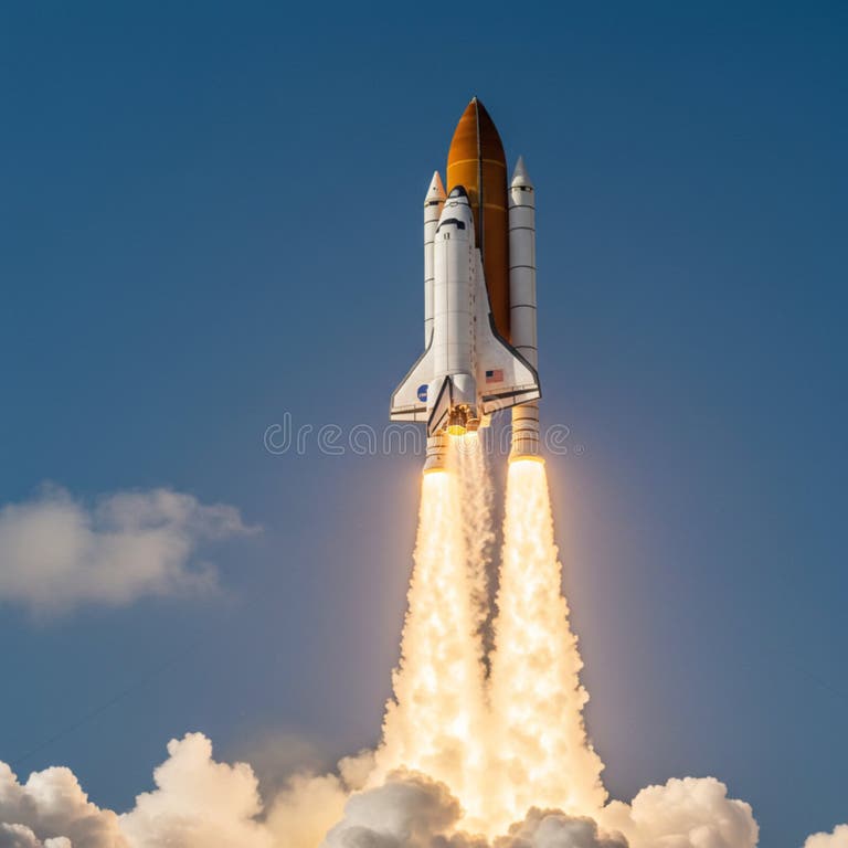 Space Shuttle Launching with Powerful Thrust from Twin Solid Rocket ...