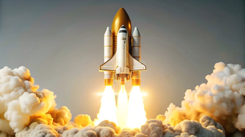 Space Shuttle Launching Sky Bright Flames Smoke Stock Photos - Free ...