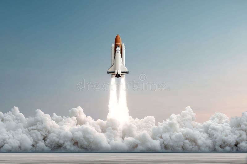 Space Shuttle Launching into the Sky with Powerful Rocket Boosters and ...