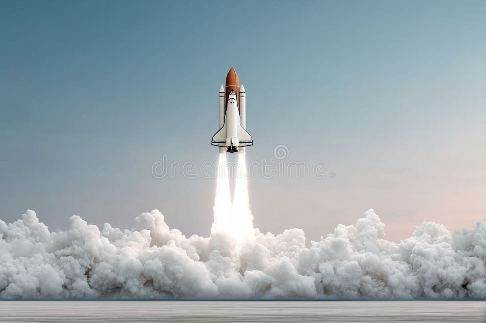 Space Shuttle Launching into the Sky with Powerful Rocket Boosters and ...
