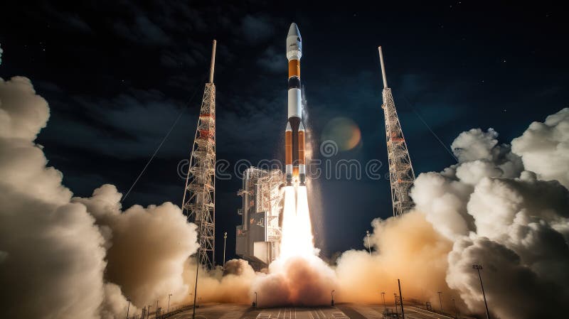 Space shuttle lift off stock illustration. Illustration of engineering ...