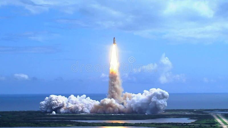 Space Shuttle Lifting Off Over the Water. Rocket Launch. Stock Video ...