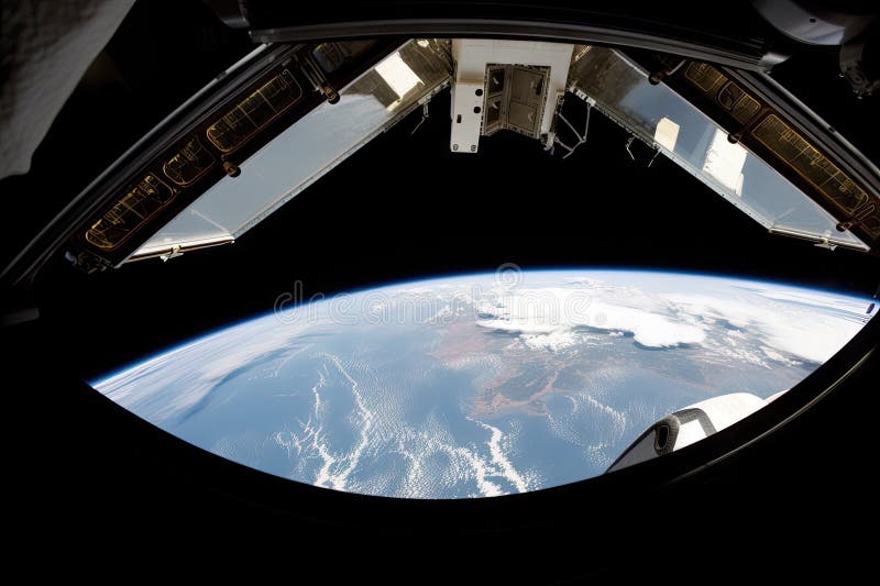 Space Shuttle, Mid-flight, with View of the Earth Visible through the ...