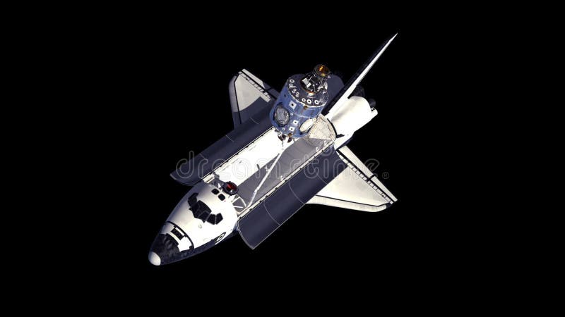 Space Shuttle and Module of International Space Station. Alpha Matte ...