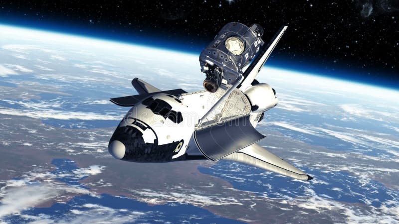 Space Shuttle and Module of International Space Station Stock Video ...