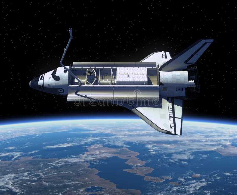 Space Shuttle Orbiting Earth. Stock Illustration - Illustration of ...
