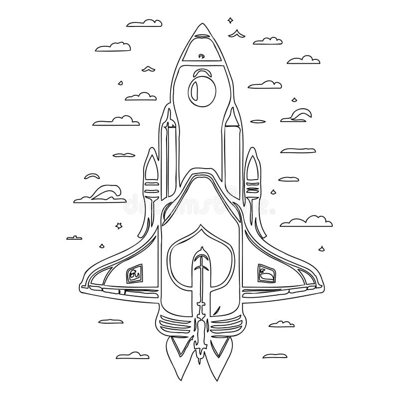 Space Shuttle Outline Illustration Sketch Stock Vector - Illustration ...