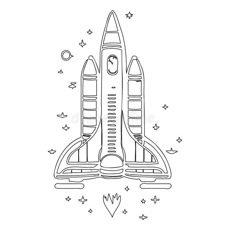 Space Shuttle Outline Illustration Sketch Stock Vector - Illustration ...