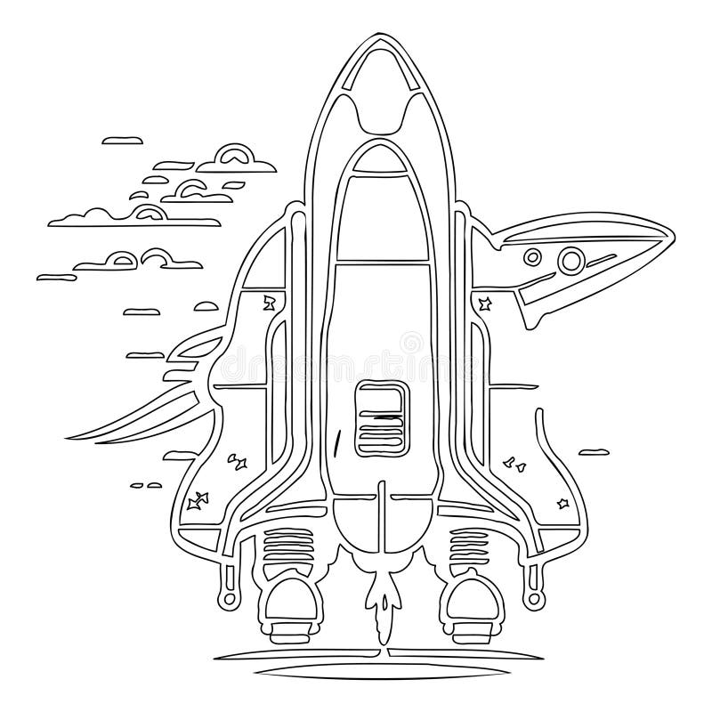 Space Shuttle Outline Illustration Sketch Stock Vector - Illustration ...