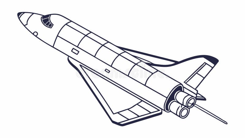 Space Shuttle Outline Vector Illustration, Aerospace and Travel Graphic ...