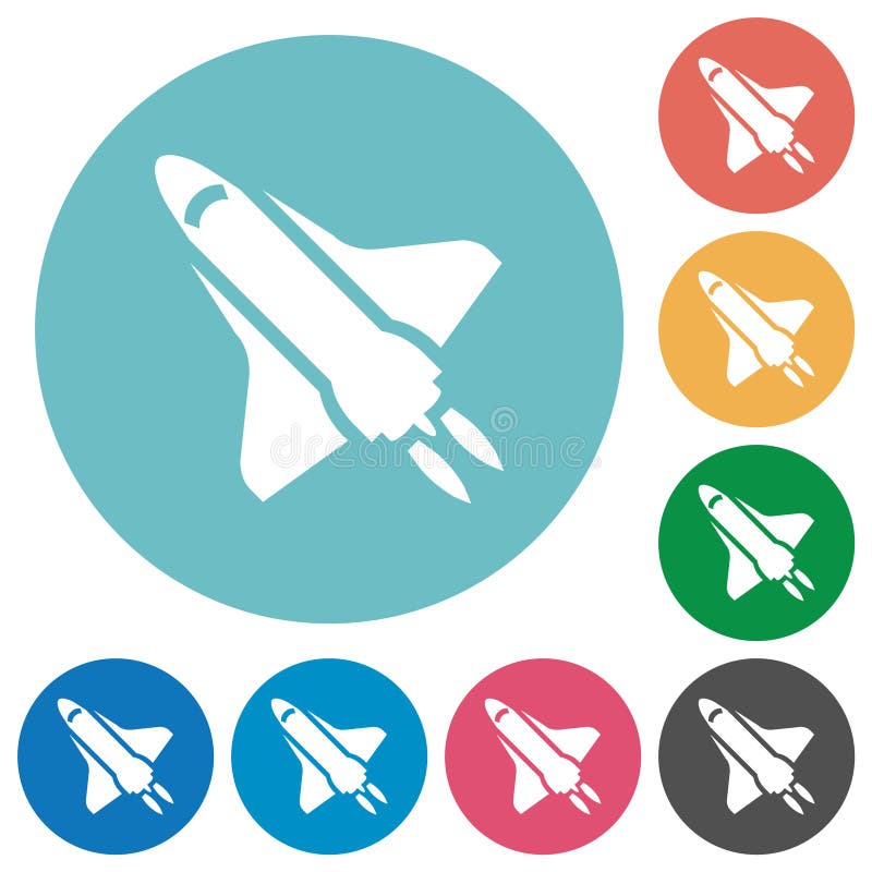 Space Shuttle with Propulsion Flat Round Icons Stock Vector ...