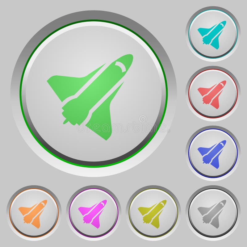 Space Shuttle with Launchers Round Flat Multi Colored Icons Stock Vector - Illustration of ...