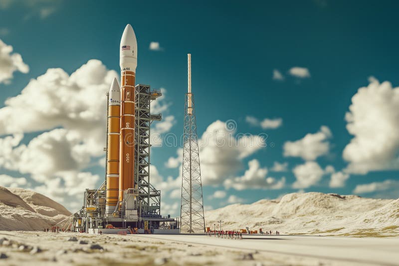 Space Shuttle Ready for Launch on Launch Pad Stock Illustration ...