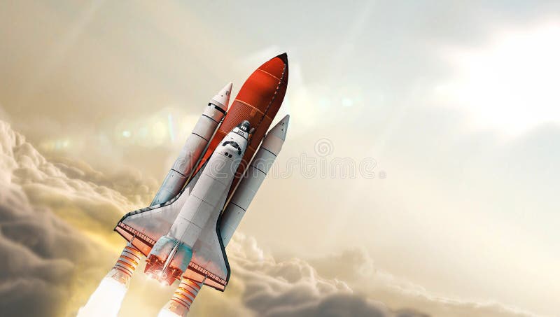 Space Shuttle Rocket Flying in Sky with Clouds Editorial Stock Image ...