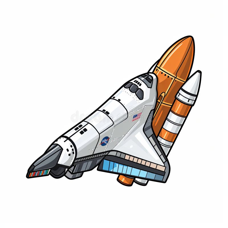 Space Shuttle and Rocket Isolated on White Background. Stock ...