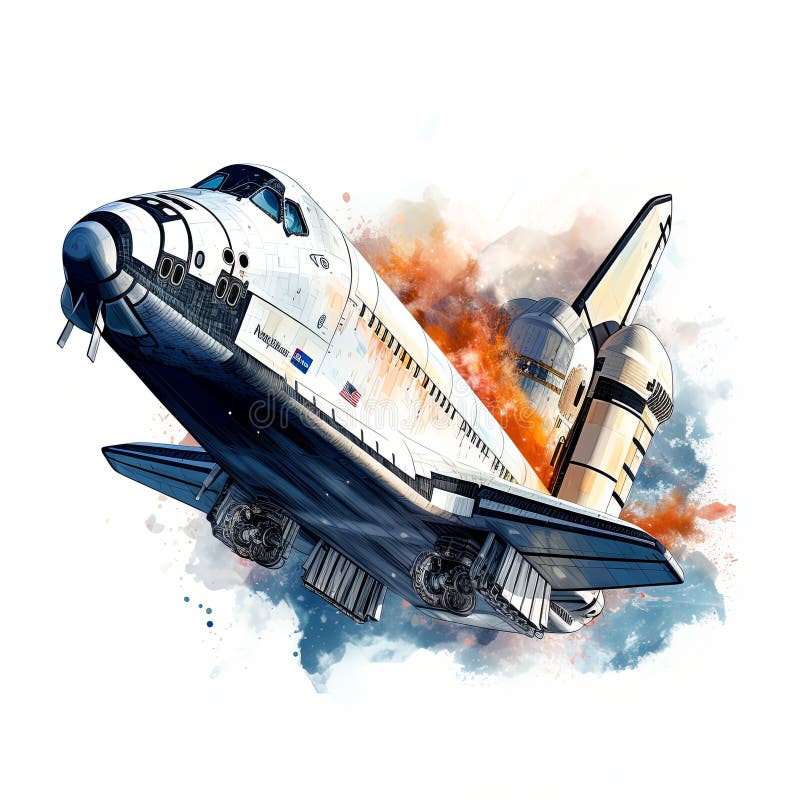 Space Shuttle and Rocket Isolated on White Background. Stock Photo ...