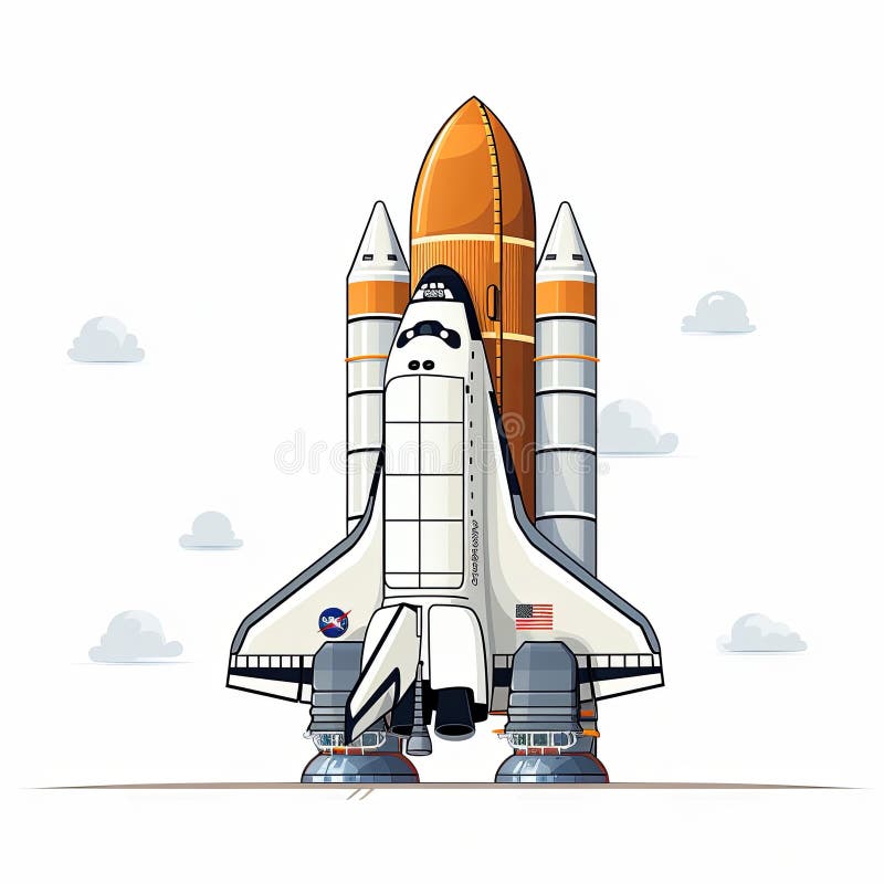 Space Shuttle and Rocket Isolated on White Background. Stock ... Space Shuttle and Rocket Isolated on White Background. Stock ...