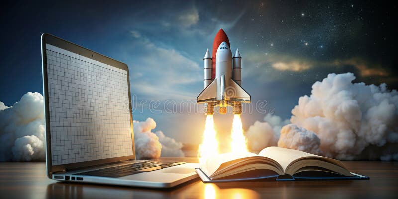Space Shuttle Rocket Starting from Notebook AI-Created Content Stock ...