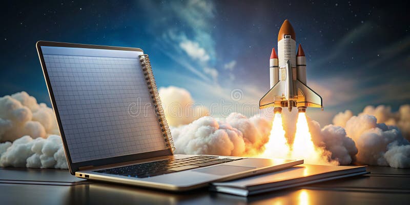 Space Shuttle Rocket Starting from Notebook AI-Generated Content Stock ...