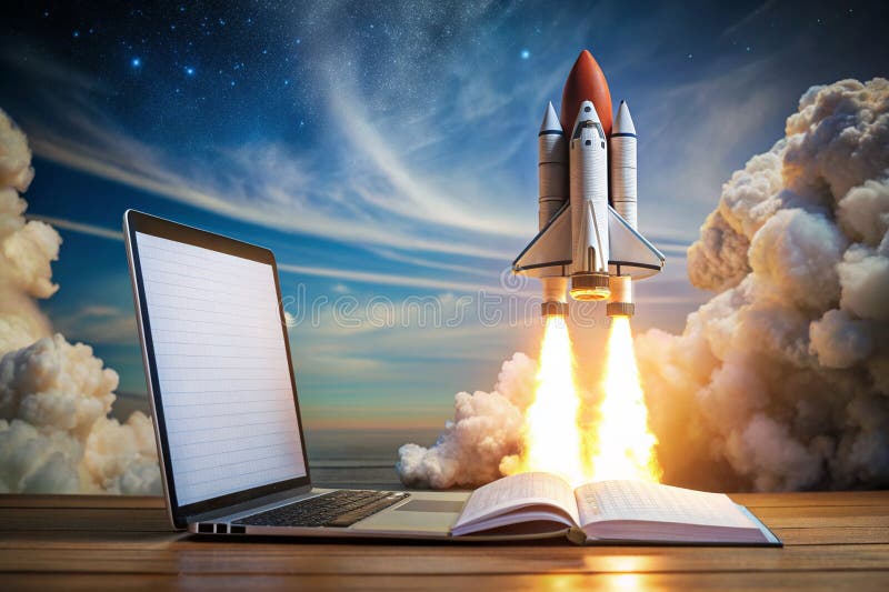 Space Shuttle Rocket Starting from Notebook AI Generative Stock ...