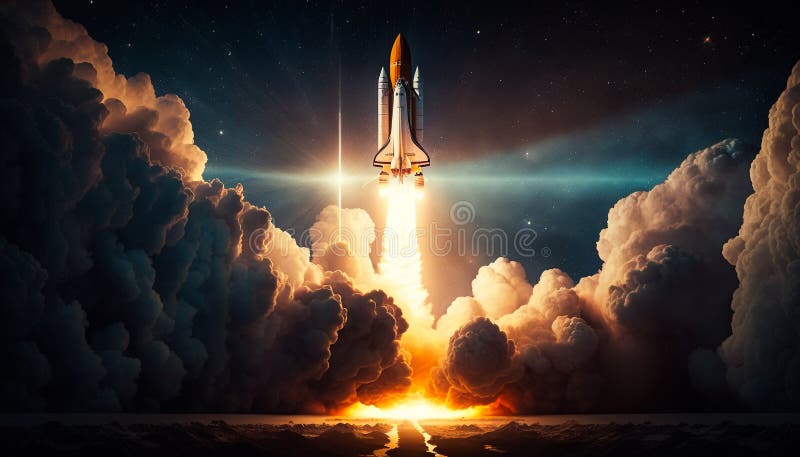 Space Shuttle Rocket Successfully Launches into Space Stock ...