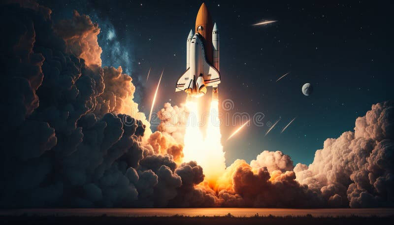 Space Shuttle Rocket Successfully Launches into Space Stock ...