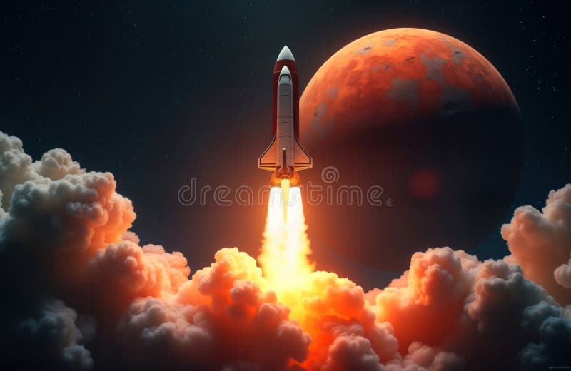 Space Shuttle Rocket Takes Off into Space with Powerful Blast. Explores ...