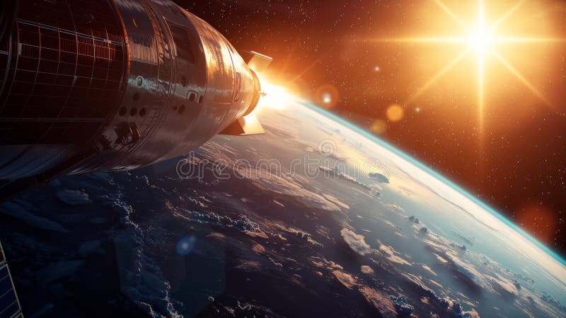 Space Shuttle Flying Over Earth Stock Image - Image of satellite ...