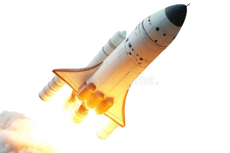 A Space Shuttle Soaring through the Clouds with a Trail of Smoke Behind ...