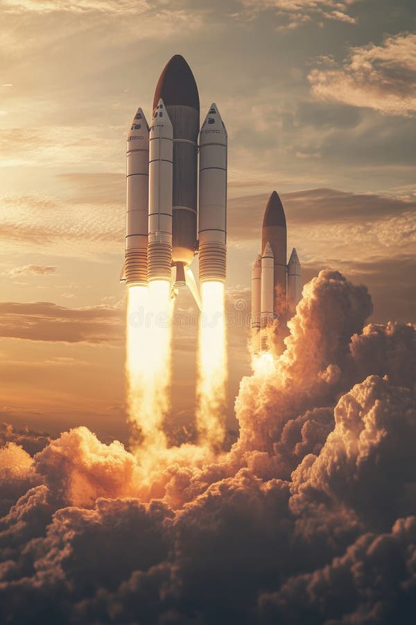 A Space Shuttle Soaring through the Sky with a Contrail in Its Wake ...