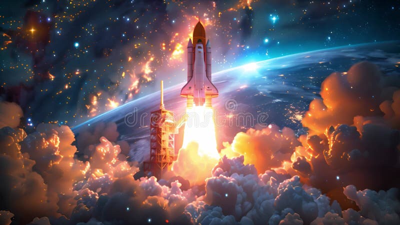 Space Shuttle Soaring through Sky Stock Footage - Video of launch ...