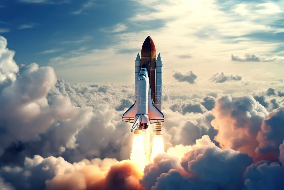 Skyward shuttle launch stock illustration. Illustration of space ...